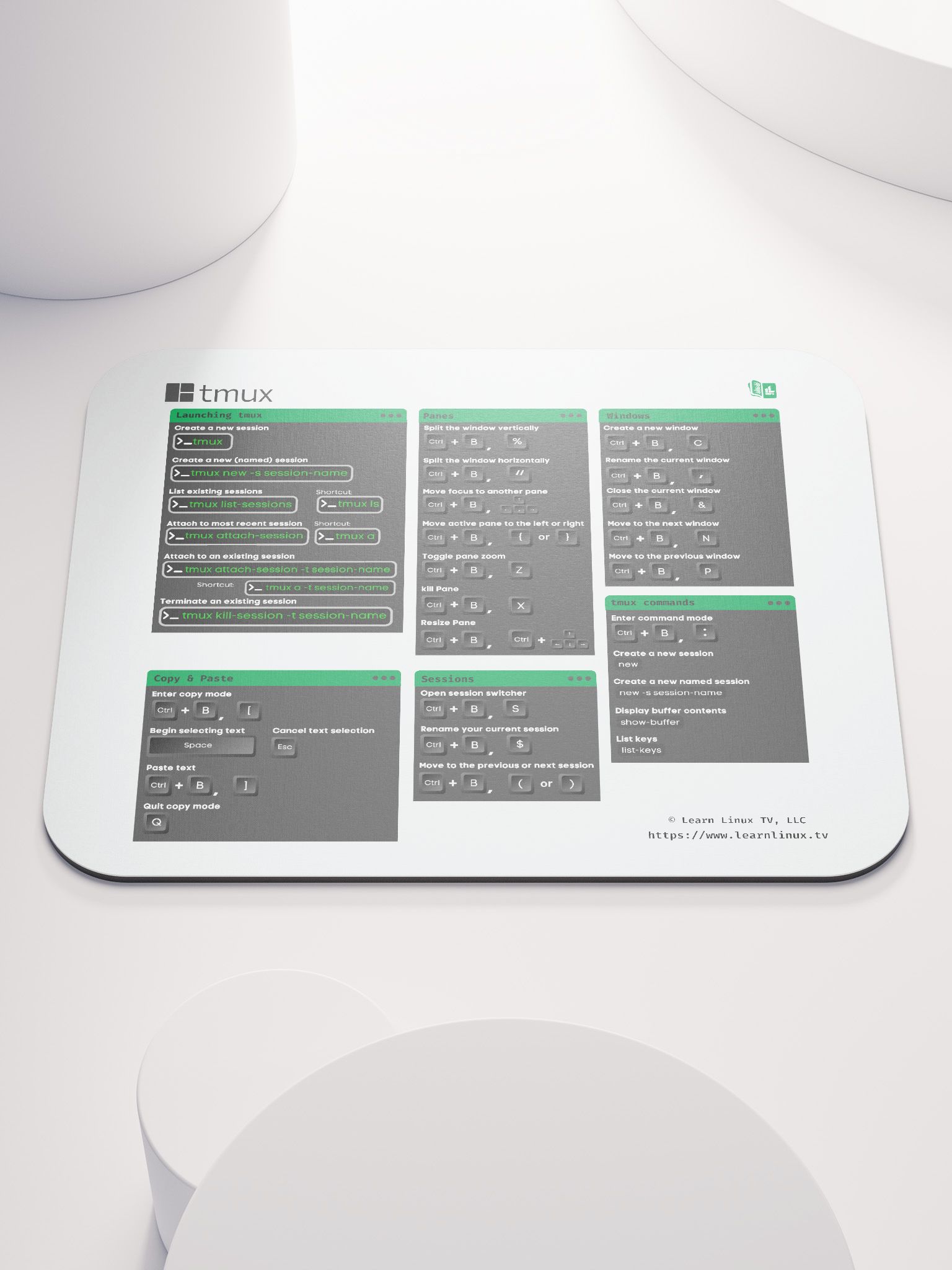 tmux Mouse Pad with Cheat Sheet (Color Variation) | Learn Linux TV tmux Mouse Pad with Cheat Sheet (Color Variation) | Learn Linux TV
