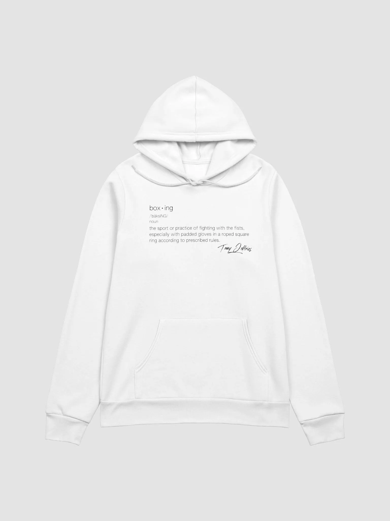 Boxing Definition Hoodie - White | Tony Jeffries