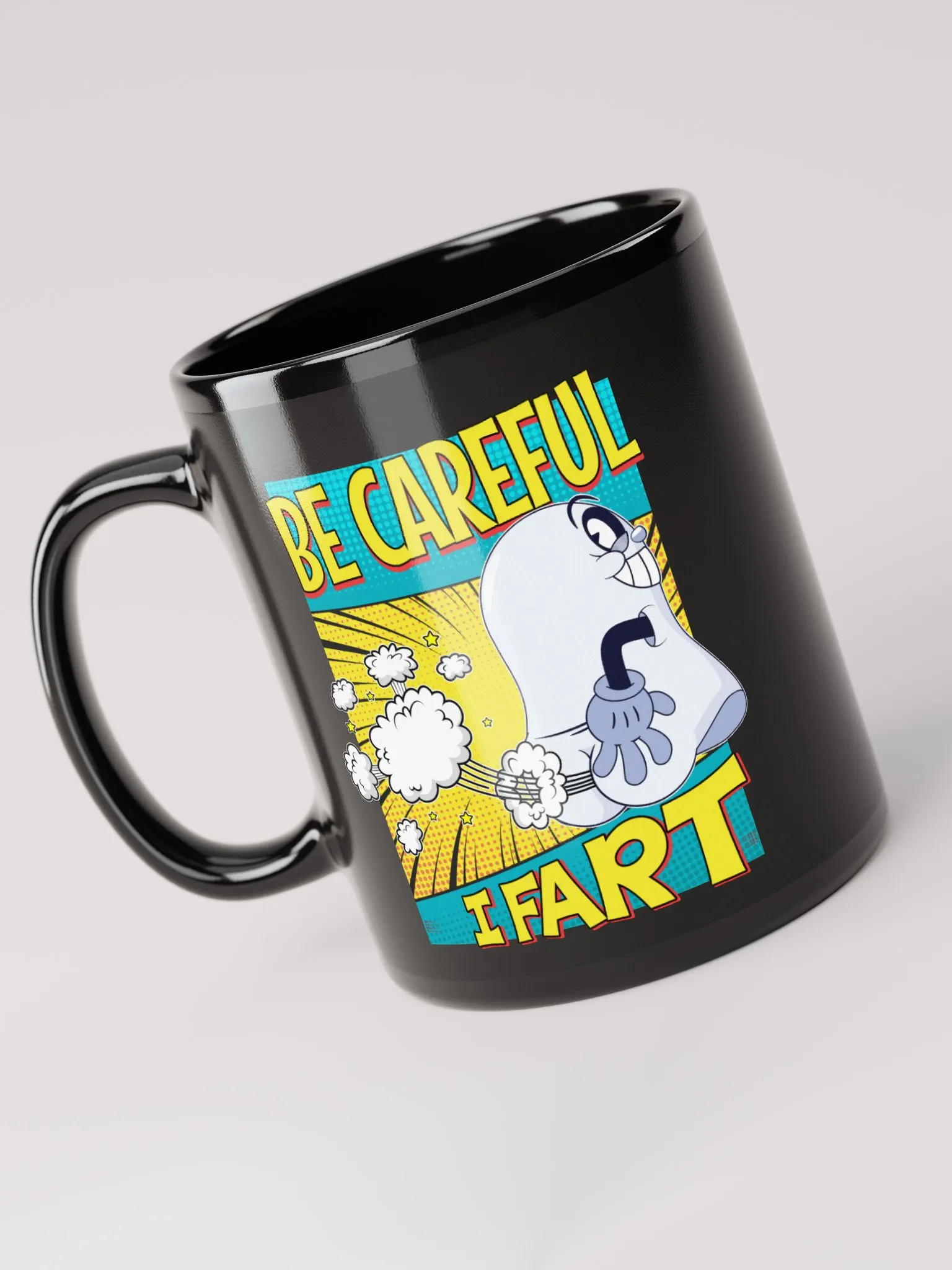 Be Careful, I Fart mug (black) | 66Samus