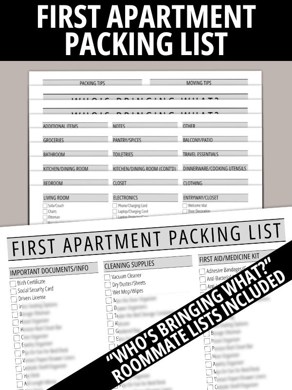 First Apartment Packing List | Bellamy Designs
