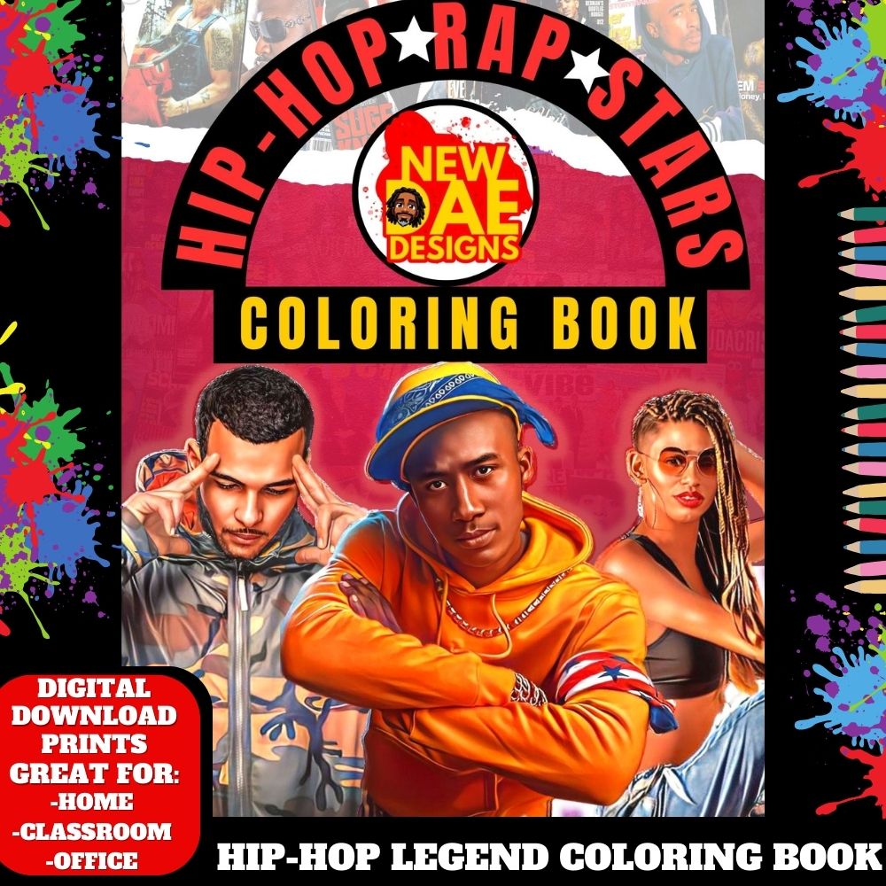 100 PAGE- Rap Star Coloring Book Pages - Instant Digital Download | New ...