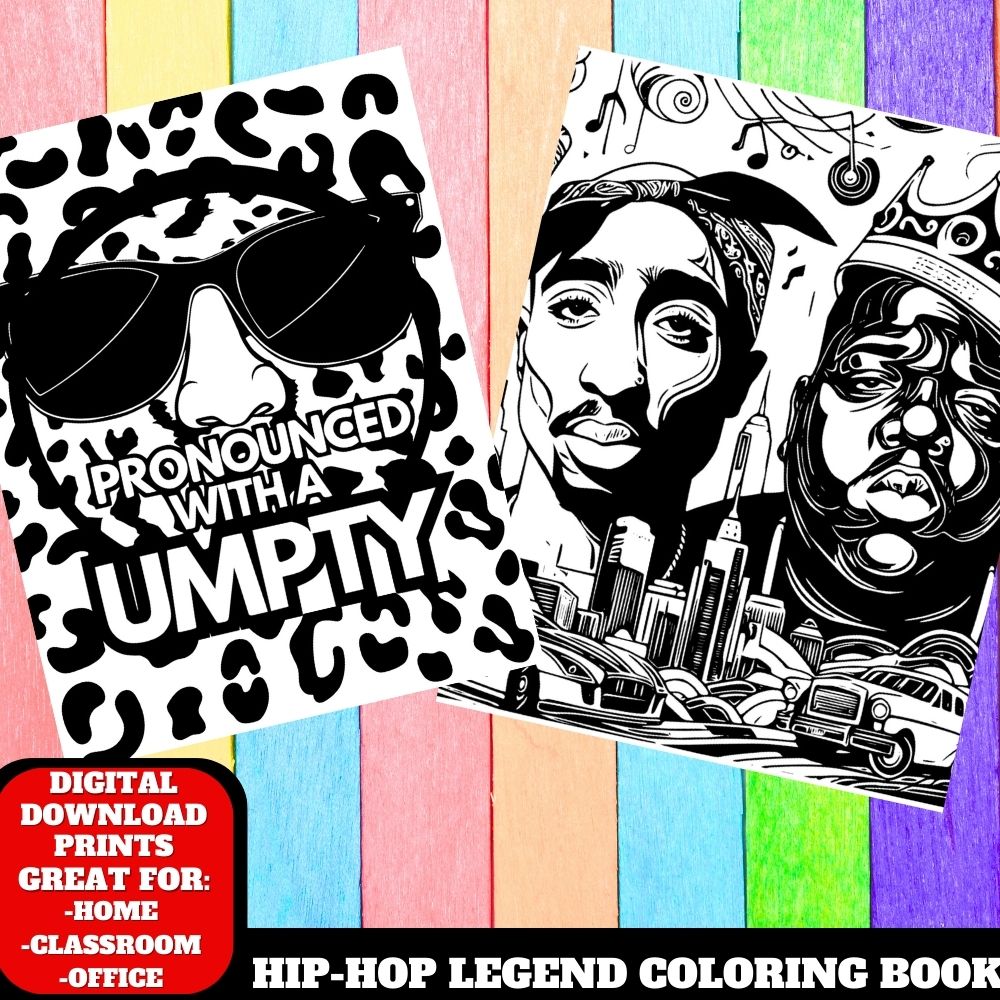 100 PAGE- Rap Star Coloring Book Pages - Instant Digital Download | New ...