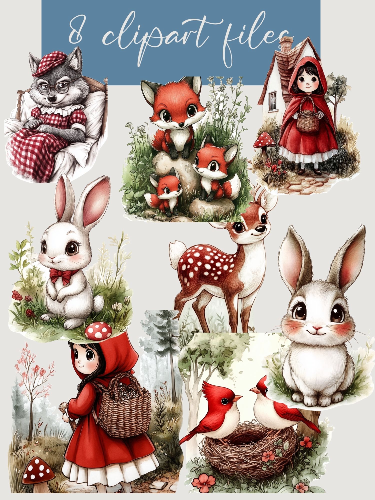 Little Red Riding Hood clipart set | Free digital downloads for crafters