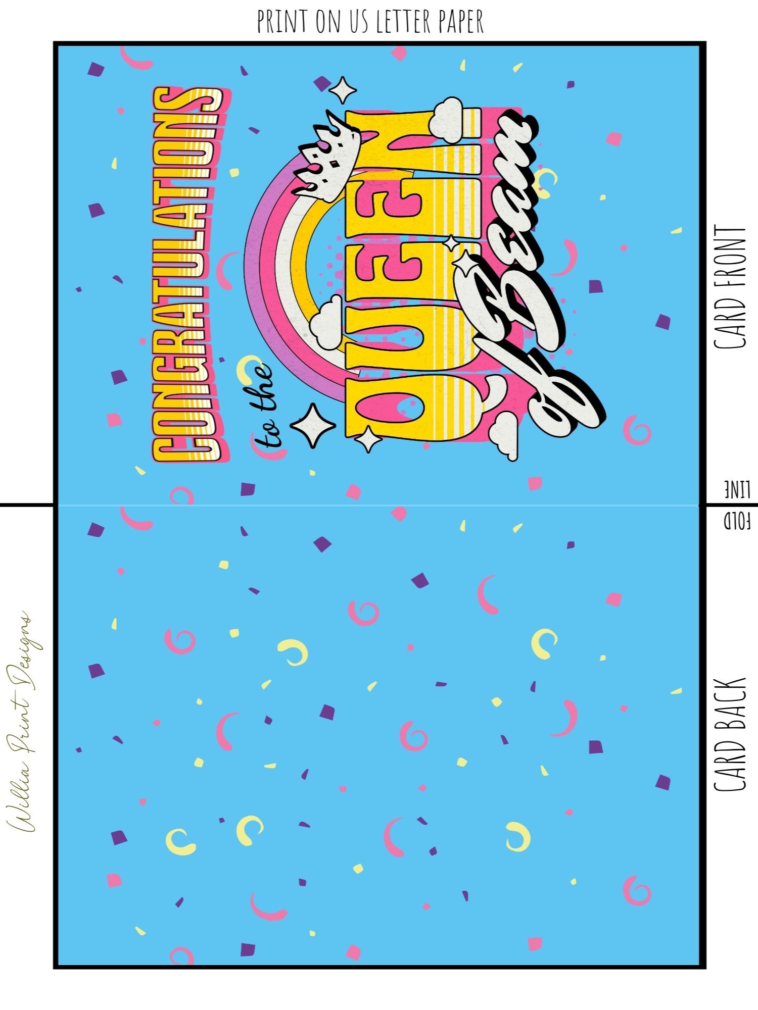 Congratulations Queen of Beam Card (Digital download) | Willia Craft Studio