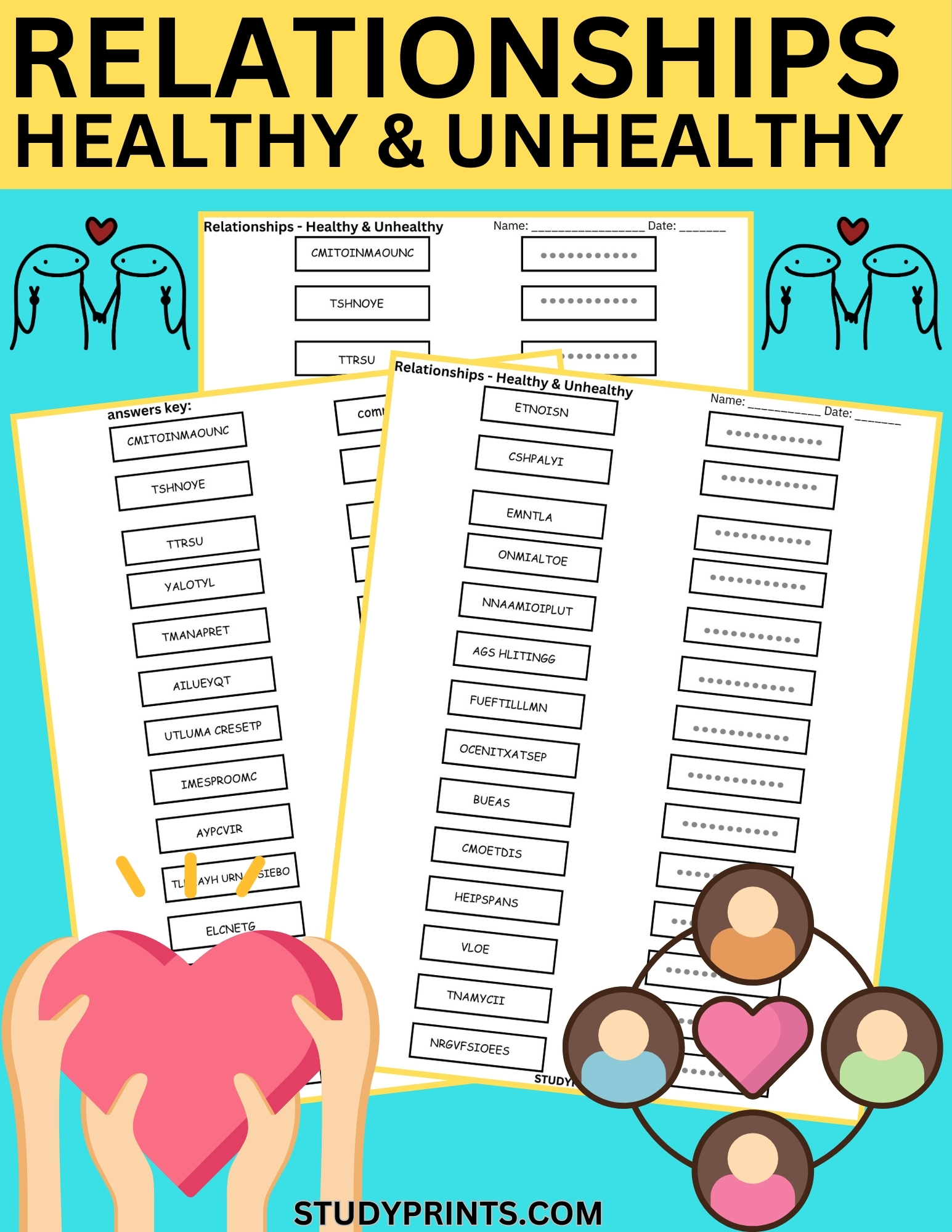 Healthy and Unhealthy Relationships Word Scramble Worksheet | Study Prints