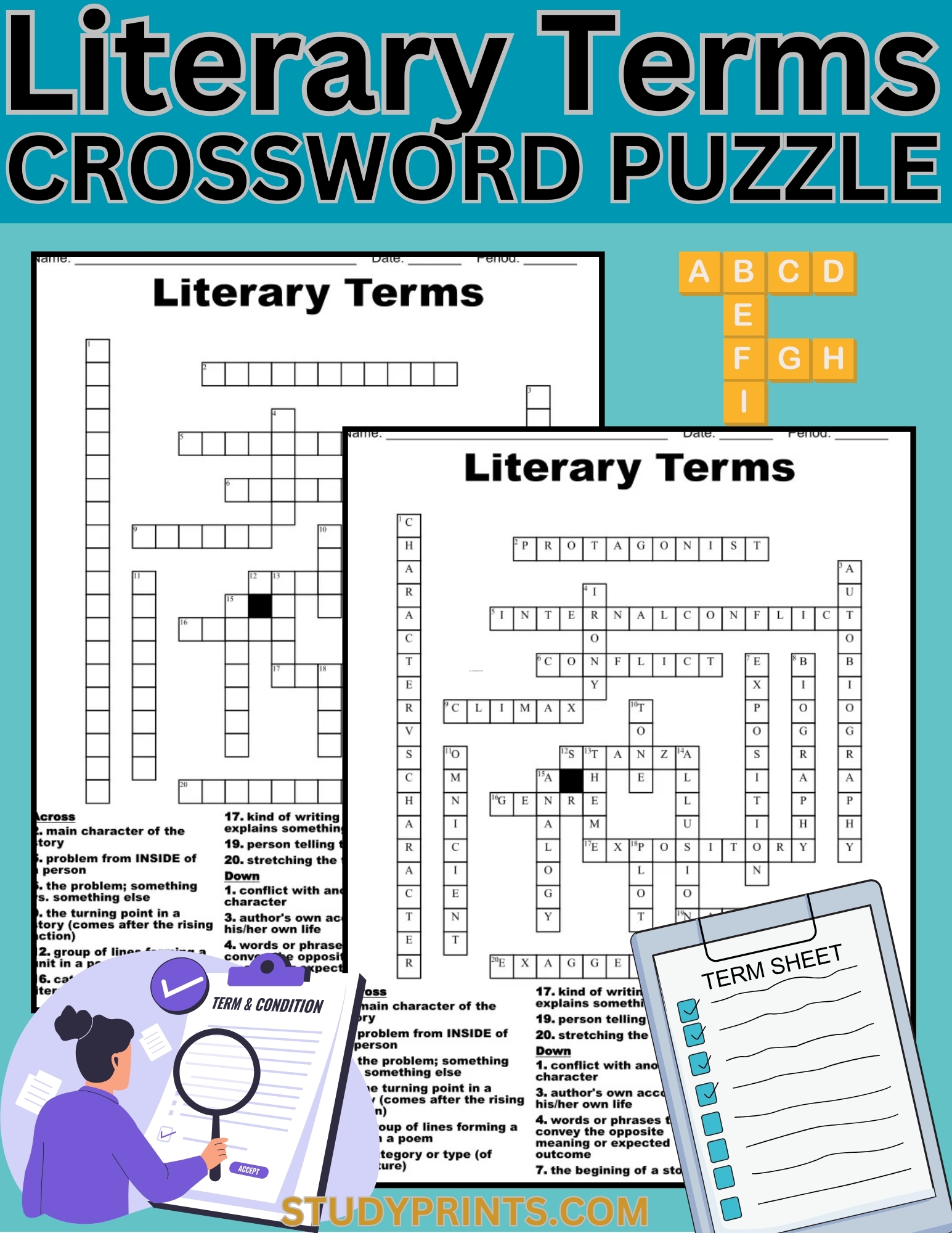 Literary Terms Crossword Puzzle Printable | Study Prints