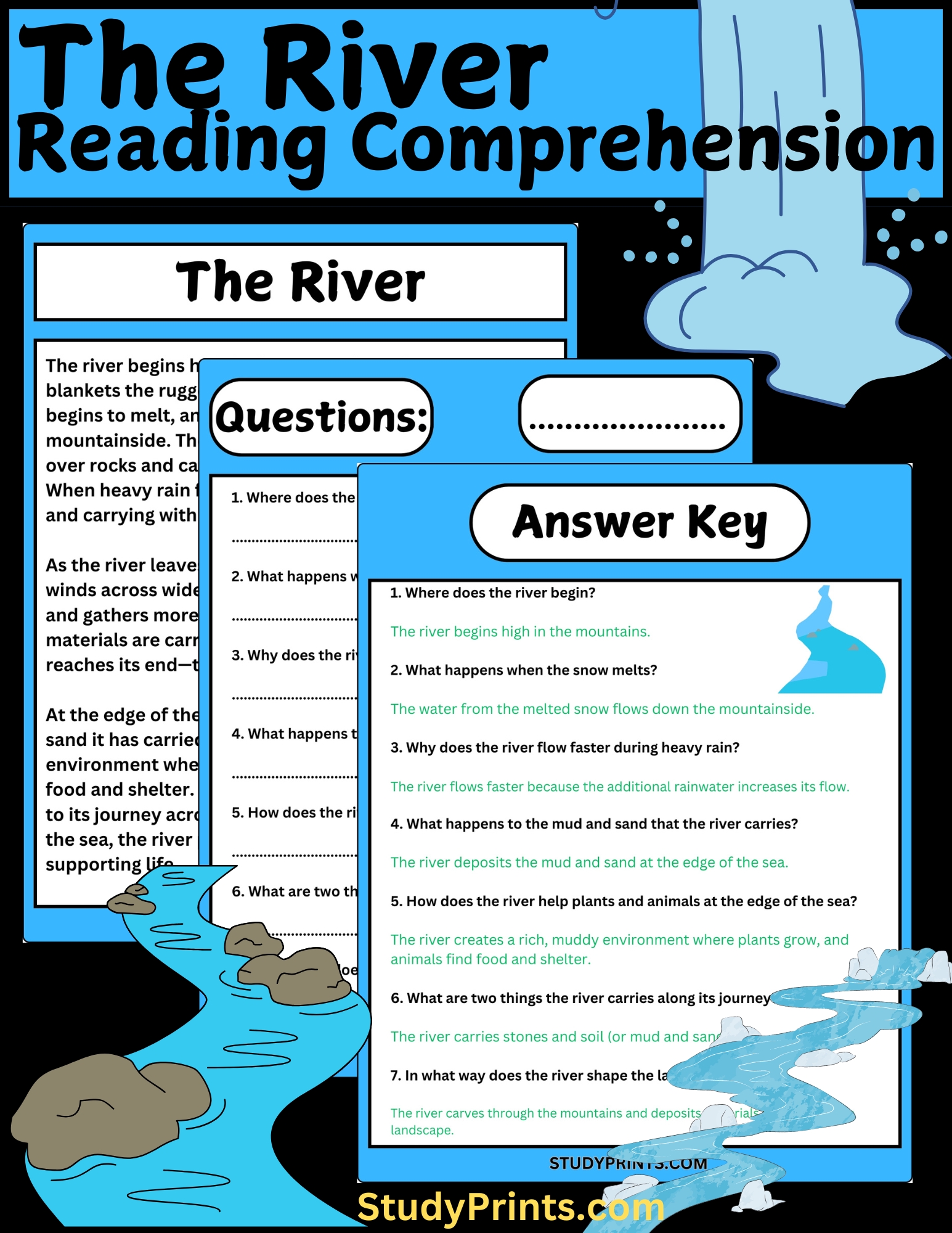 The River Reading Passage with Comprehension Questions | Study Prints