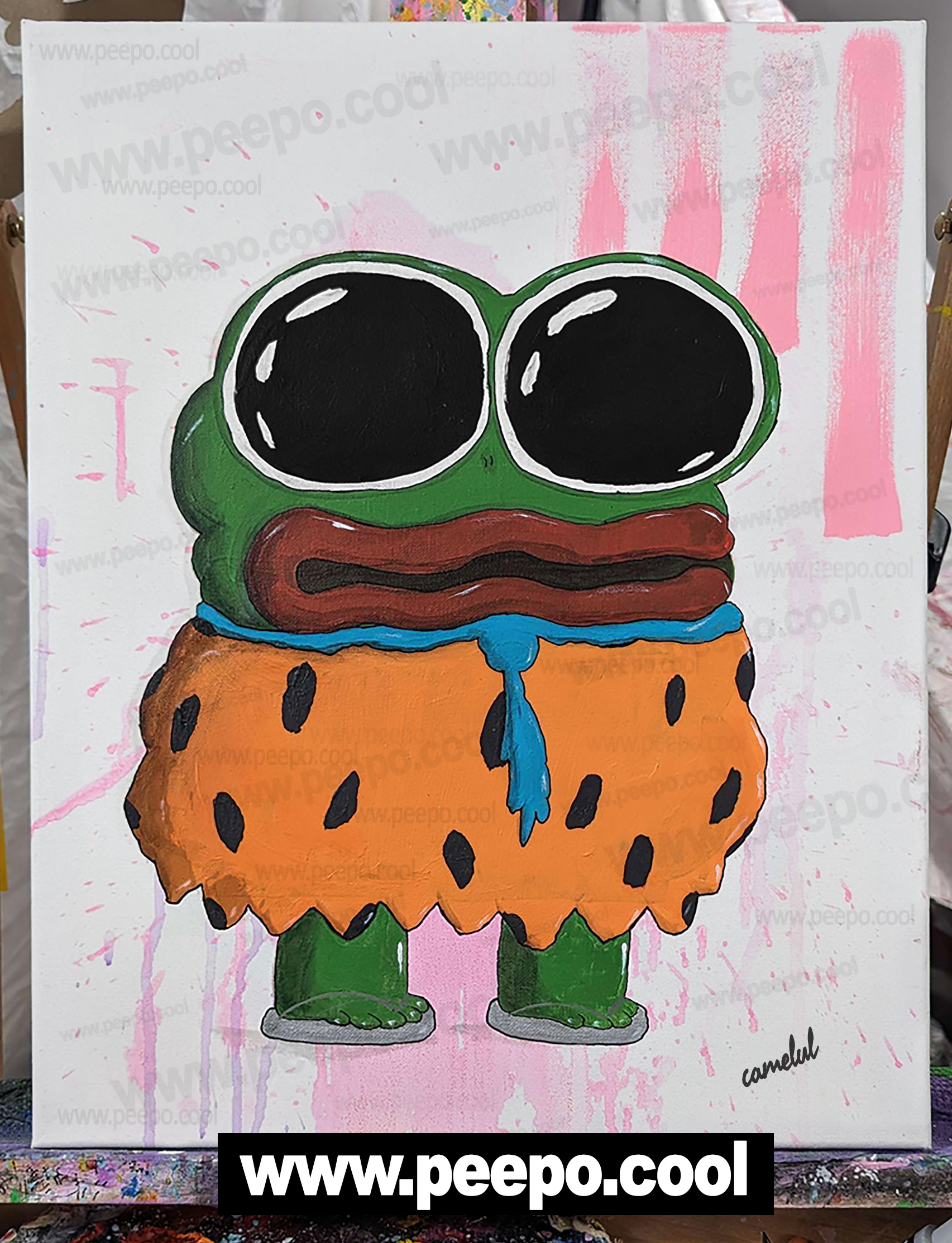 "FREDD" PEPE PAINTING | ORIGINAL CANVAS | peepo.cool