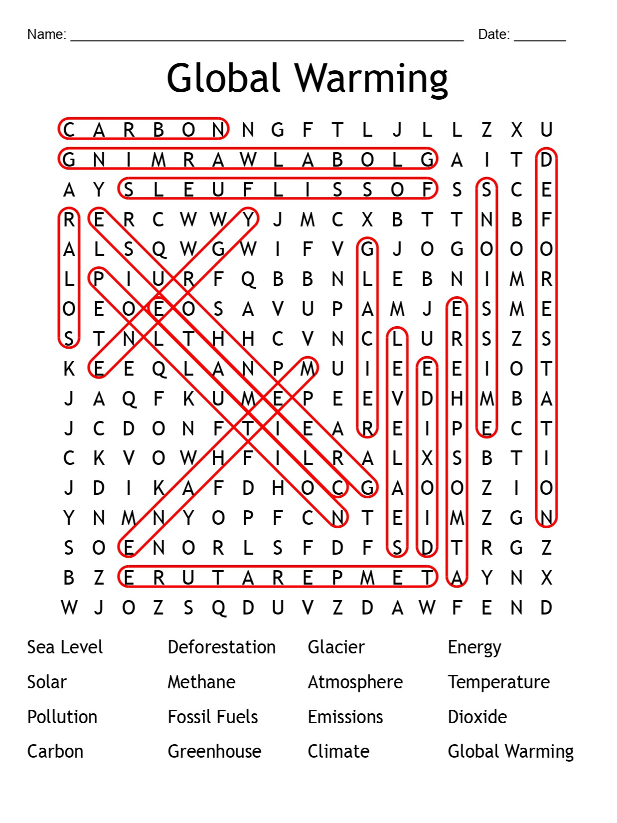 Printable Global Warming Word Search – 16 Key Terms! | Learn Prints ...