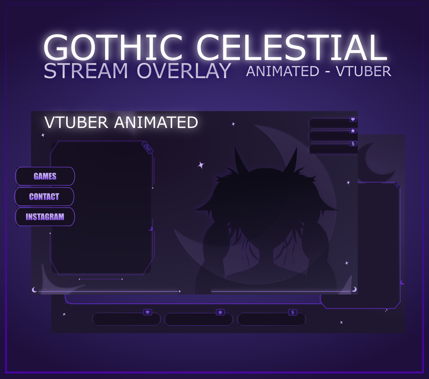 Gothic VTUBER Stream Overlay Animated | ThePurpleClouds