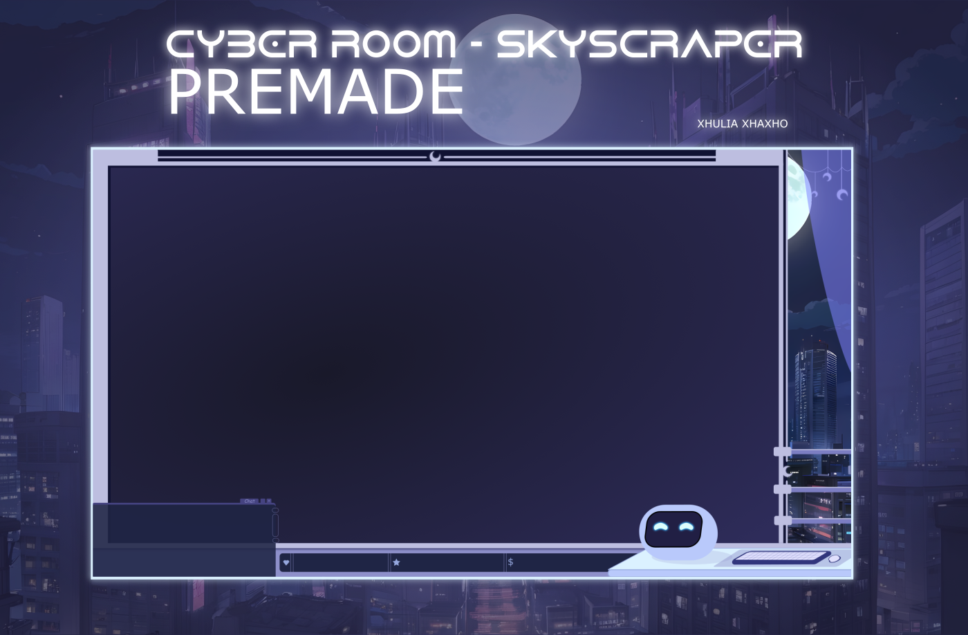 FREE CYBER ROOM - SKYSCRAPER STREAM OVERLAY - PREMADE OVERLAY ANIMTED ...