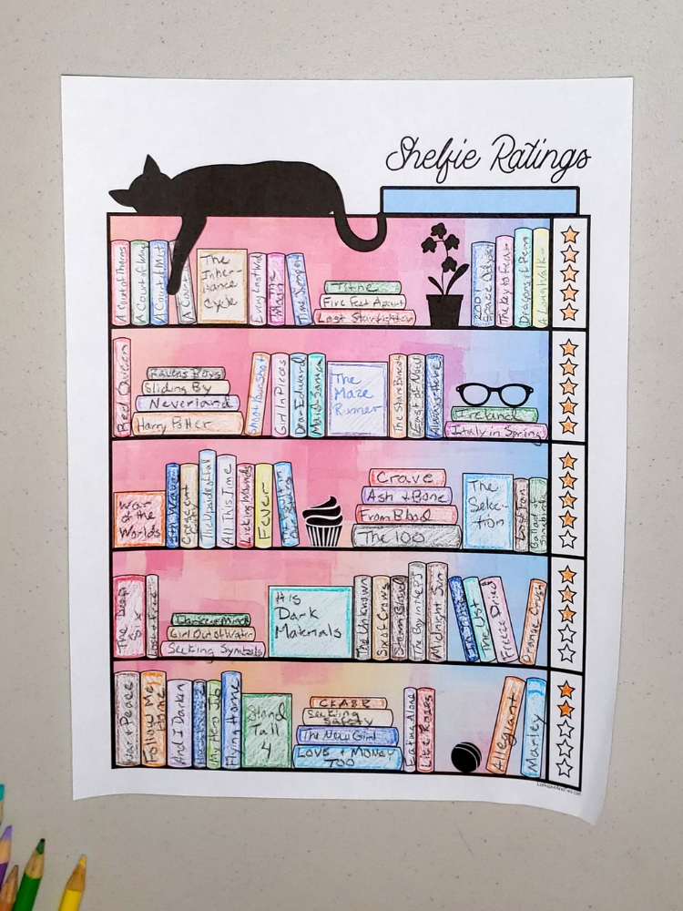 Shelfie Ratings Book Tracker, Black and White Printable Bookcase ...