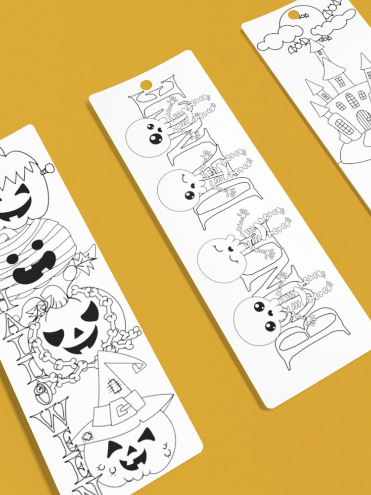 Printable Halloween Coloring Bookmarks - 2" x 6" | Larkspur and Tea