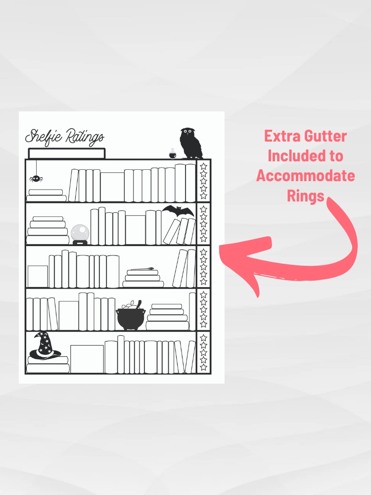 Shelfie Ratings Book Tracker, Black and White Printable Bookcase ...